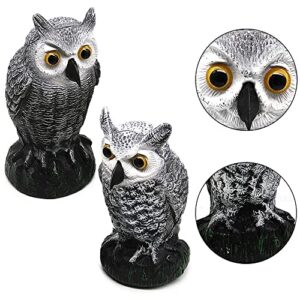 Hausse 2 Pack Bird Scarecrow Fake Horned Owl Decoy, Nature Enemy Pest Repellent, Halloween Decoration for Outdoor Garden Yard