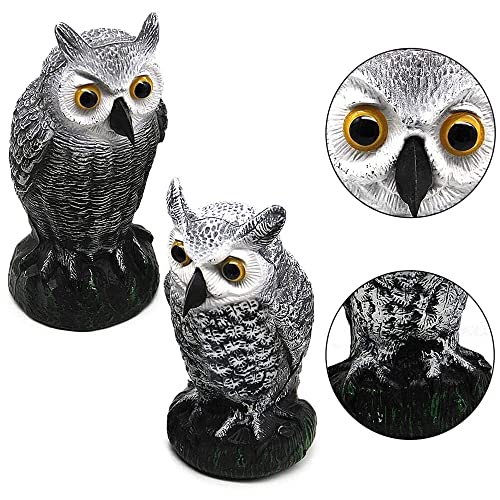 Hausse 2 Pack Bird Scarecrow Fake Horned Owl Decoy, Nature Enemy Pest Repellent, Halloween Decoration for Outdoor Garden Yard