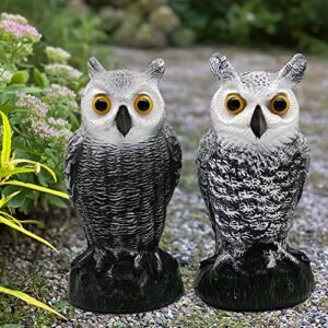 Hausse 2 Pack Bird Scarecrow Fake Horned Owl Decoy, Nature Enemy Pest Repellent, Halloween Decoration for Outdoor Garden Yard