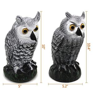 Hausse 2 Pack Bird Scarecrow Fake Horned Owl Decoy, Nature Enemy Pest Repellent, Halloween Decoration for Outdoor Garden Yard