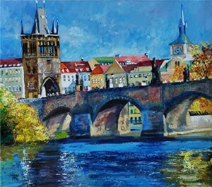 sold – a prague spring, charles bridge prague by internationally renowned painter yary dluhos