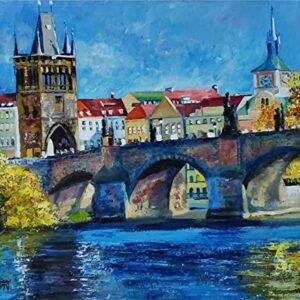 SOLD - A Prague Spring, Charles Bridge Prague by Internationally Renowned Painter Yary Dluhos