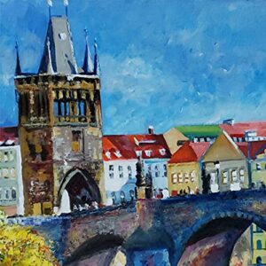 SOLD - A Prague Spring, Charles Bridge Prague by Internationally Renowned Painter Yary Dluhos