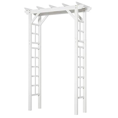 Outsunny 85" Wooden Garden Arbor for Wedding and Ceremony, Outdoor Garden Arch Trellis for Climbing Vines, Fir Wood, White