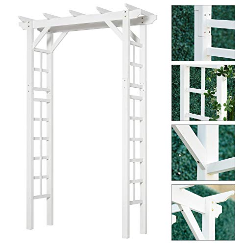 Outsunny 85" Wooden Garden Arbor for Wedding and Ceremony, Outdoor Garden Arch Trellis for Climbing Vines, Fir Wood, White