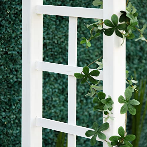 Outsunny 85" Wooden Garden Arbor for Wedding and Ceremony, Outdoor Garden Arch Trellis for Climbing Vines, Fir Wood, White