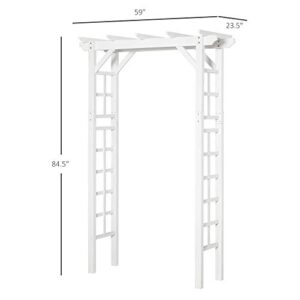 Outsunny 85" Wooden Garden Arbor for Wedding and Ceremony, Outdoor Garden Arch Trellis for Climbing Vines, Fir Wood, White