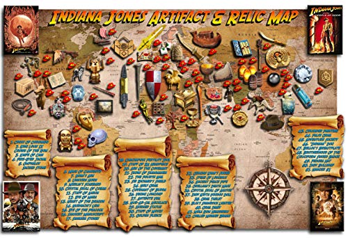 Indiana Jones Artifact and Relic Map & Book, Full Color Plus Two Free Related Maps