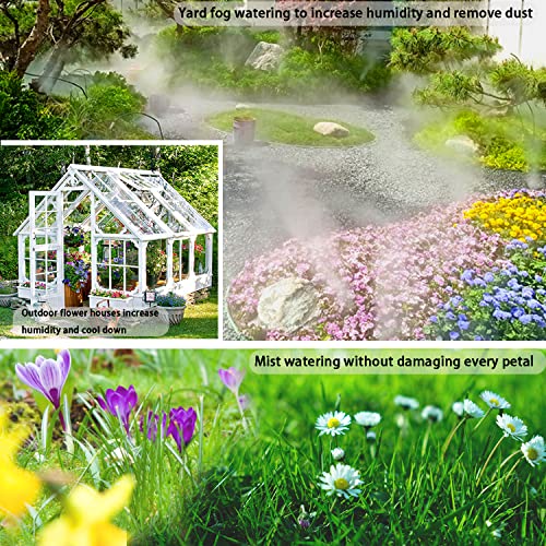 Automatic Drip Irrigation Kit with Water Timer 65.5FT, 1/4 Tubing and 16 Spray Watering Nozzles in 4 Directions, Automatic Watering System for Potted Plants Yard Lawn Grey