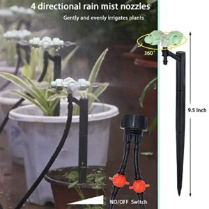 Automatic Drip Irrigation Kit with Water Timer 65.5FT, 1/4 Tubing and 16 Spray Watering Nozzles in 4 Directions, Automatic Watering System for Potted Plants Yard Lawn Grey