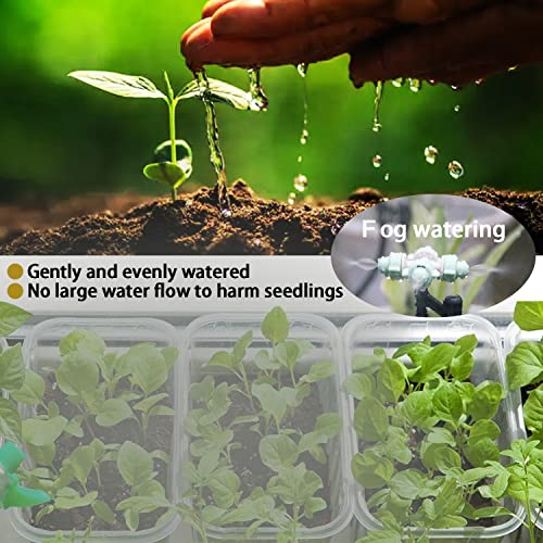 Automatic Drip Irrigation Kit with Water Timer 65.5FT, 1/4 Tubing and 16 Spray Watering Nozzles in 4 Directions, Automatic Watering System for Potted Plants Yard Lawn Grey