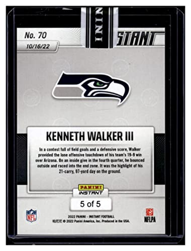 KENNETH WALKER III RC SSP 2022 Panini Instant VersiColor #70 ROOKIE SP /5 Seattle Seahawks COND NFL Football