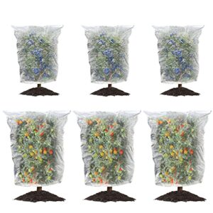 6 packs 2 size insect netting bag, garden bird barrier mesh covers bags with drawstring, bug netting plant protection covers bags for blueberry tomato vegetable form cicadas bird squirrels eating