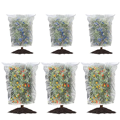 6 Packs 2 Size Insect Netting Bag, Garden Bird Barrier Mesh Covers Bags with Drawstring, Bug Netting Plant Protection Covers Bags for Blueberry Tomato Vegetable Form Cicadas Bird Squirrels Eating