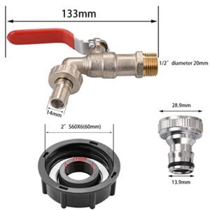 Wantmatch 275-330 Gallon IBC Tote Tank Adapter, Fine Thread + Brass Spigot faucet,Replacement Valve Fitting for Garden Hose Connection to IBC Tote