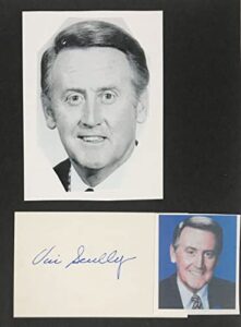 vin scully (d. 2022) signed autographed display of (2) 3×5 index cards – lifetime coa