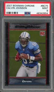 calvin johnson 2007 bowman chrome football rookie card rc #bc75 graded psa 9 mint