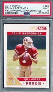 2011 score #320 colin kaepernick rookie card graded psa 9