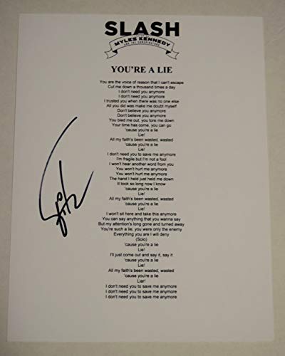 Brent Fitz Signed Autograph Slash & The Conspirators You're A Lie Lyric Sheet