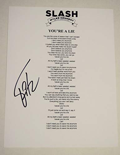 Brent Fitz Signed Autograph Slash & The Conspirators You're A Lie Lyric Sheet