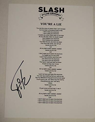 Brent Fitz Signed Autograph Slash & The Conspirators You're A Lie Lyric Sheet