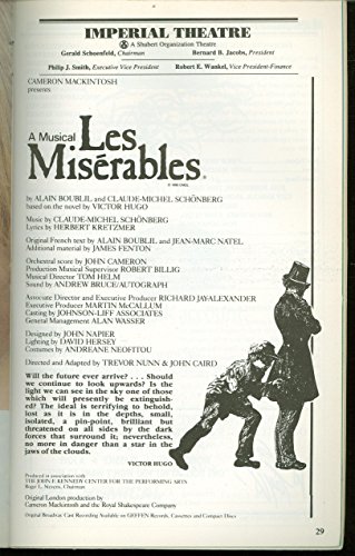 Les Miserables, Broadway Playbill + Lea Michele, Jacquelyn Piro, Jessica-Snow Wilson, Tamra Hayden, Philip Hernández