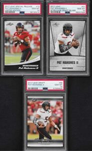 psa 10 patrick”pat” mahomes 3 card rookie lot leaf limited edition, draft & special release silver graded psa gem mint 10 super bowl champ superstar quarterback