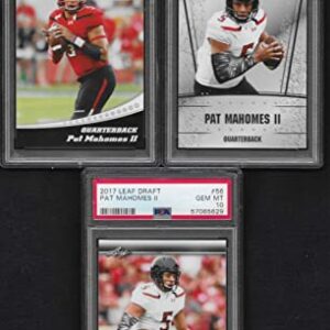 PSA 10 PATRICK"PAT" MAHOMES 3 CARD ROOKIE LOT LEAF LIMITED EDITION, DRAFT & SPECIAL RELEASE SILVER GRADED PSA GEM MINT 10 SUPER BOWL CHAMP SUPERSTAR QUARTERBACK