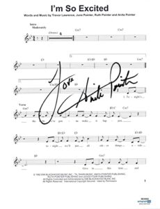 anita pointer the pointer sisters signed im so excited sheet music page acoa coa