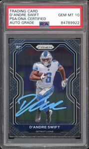 2020 panini prizm #358 d’andre swift rc rookie on card psa/dna auto gem mint 10 – football slabbed autographed rookie cards