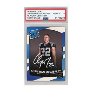 christian mccaffrey 2017 donruss autographed rated rookie card #318 psa/dna 10