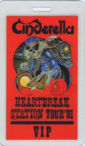 cinderella 1991 laminated backstage pass vip