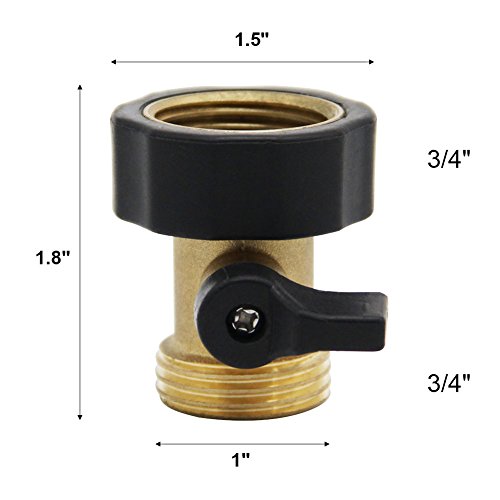 Twinkle Star Heavy Duty Brass Shut Off Valve Garden Hose Connector, Set of 2, TWIS3001