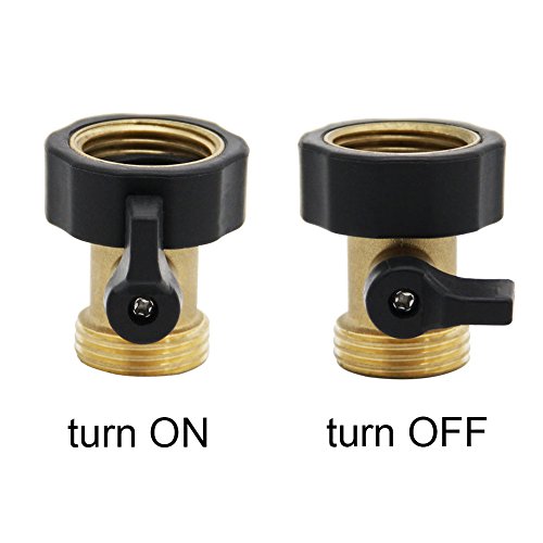 Twinkle Star Heavy Duty Brass Shut Off Valve Garden Hose Connector, Set of 2, TWIS3001