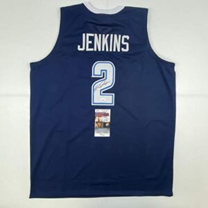 autographed/signed kris jenkins villanova blue college basketball jersey jsa coa