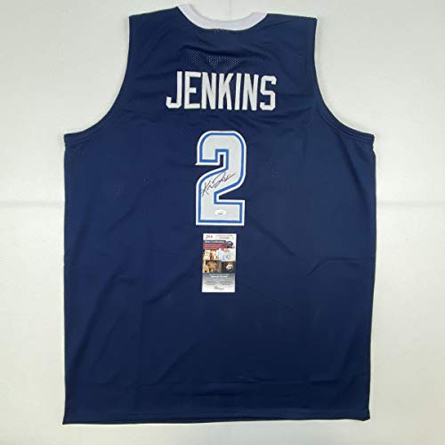 Autographed/Signed Kris Jenkins Villanova Blue College Basketball Jersey JSA COA