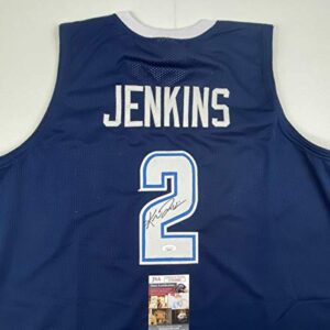 Autographed/Signed Kris Jenkins Villanova Blue College Basketball Jersey JSA COA