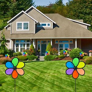 timecity 9.4 inch Wind Spinners Flower Spinners Colorful Wind Spinners for Lawn Pinwheels Windmill Party Pinwheel Wind Spinner Yard and Garden ，4pcs