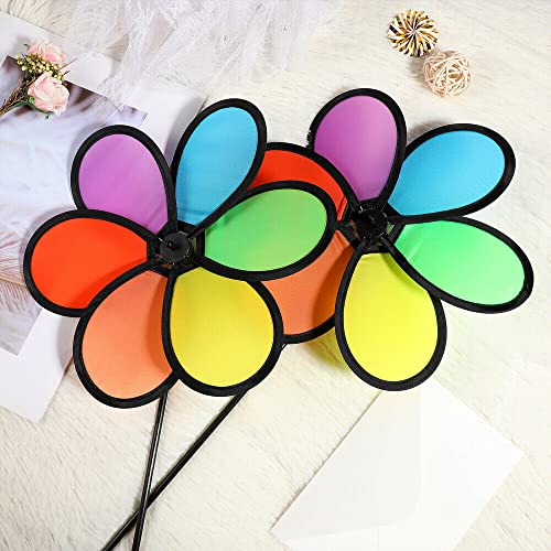 timecity 9.4 inch Wind Spinners Flower Spinners Colorful Wind Spinners for Lawn Pinwheels Windmill Party Pinwheel Wind Spinner Yard and Garden ，4pcs