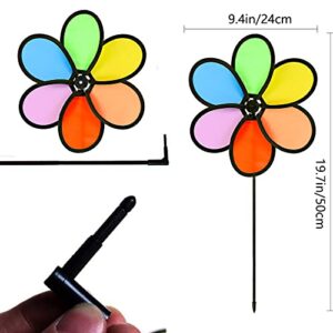 timecity 9.4 inch Wind Spinners Flower Spinners Colorful Wind Spinners for Lawn Pinwheels Windmill Party Pinwheel Wind Spinner Yard and Garden ，4pcs