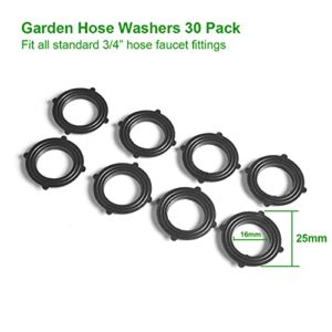 30 Pack Garden Hose Washers Rubber Washers Seals, Fit All Standard 3/4" Garden Shower Hose and Water Faucet Fittings