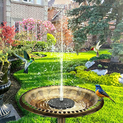 Cocofit Upgraded 3W Solar Fountain Pump with Battery Backup, 4 Fixers and 8 Nozzles, Floating Solar Powered Fountain Pump for Bird Bath Garden Pond Pool Fish Tank, Outdoor Solar Bird Bath Fountain