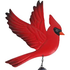 Tinsow Cardinal Bird Wind Chime Portable Wind Bell Outdoor Chime Outdoor Decoration Hanging Decor for Patio, Deck, Yard, Garden (Red-Flaping)