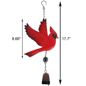 Tinsow Cardinal Bird Wind Chime Portable Wind Bell Outdoor Chime Outdoor Decoration Hanging Decor for Patio, Deck, Yard, Garden (Red-Flaping)