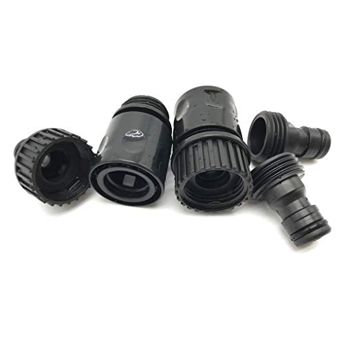 Plastic Garden Hose Connector Set Male and Female - Quick Release Connect Kit, Water Hose Thread Fitting Adapter Set, from Quick Connector to Standard 3/4'' Thread Connector (Black, 2 Sets / 10 Pc)