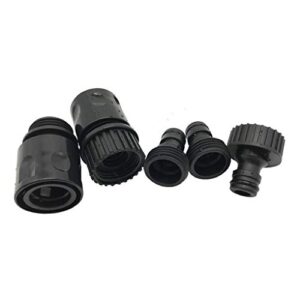 Plastic Garden Hose Connector Set Male and Female - Quick Release Connect Kit, Water Hose Thread Fitting Adapter Set, from Quick Connector to Standard 3/4'' Thread Connector (Black, 2 Sets / 10 Pc)