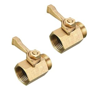 Hourleey Brass Garden Hose Shut Off Valve, 2 Pack with 2 Hose Washers Heavy Duty 3/4 Inch Solid Brass Garden Hose Shut Off Valve with 2 Extra Rubber Washers