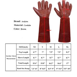 Acdyion Gardening Gloves for Women/Men Rose Pruning Thorn & Cut Proof Long Forearm Protection Gauntlet, Durable Thick Cowhide Leather Work Garden Gloves