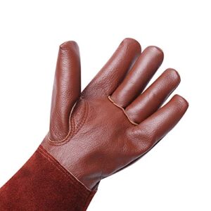 Acdyion Gardening Gloves for Women/Men Rose Pruning Thorn & Cut Proof Long Forearm Protection Gauntlet, Durable Thick Cowhide Leather Work Garden Gloves