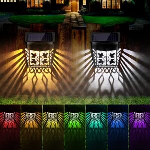 solar outdoor lights, 8pack solar garden light for fence, waterproof solar wall lights security light for deck steps fence garage backyard driveway porch